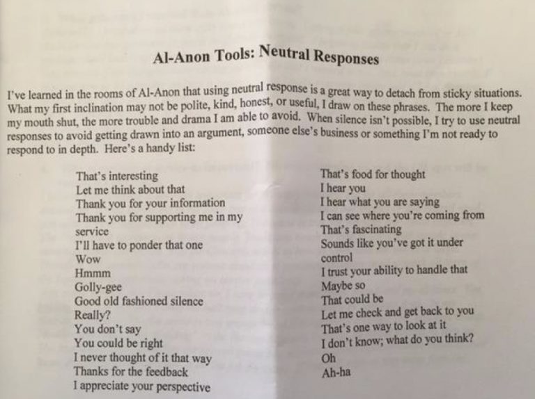 A list of Neutral Responses - The Recovery Show